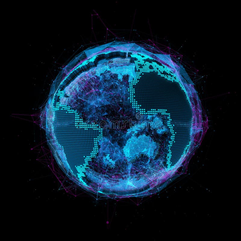 Tech Planet Earth 3d Rendering 3d Illustration Stock Illustration ...