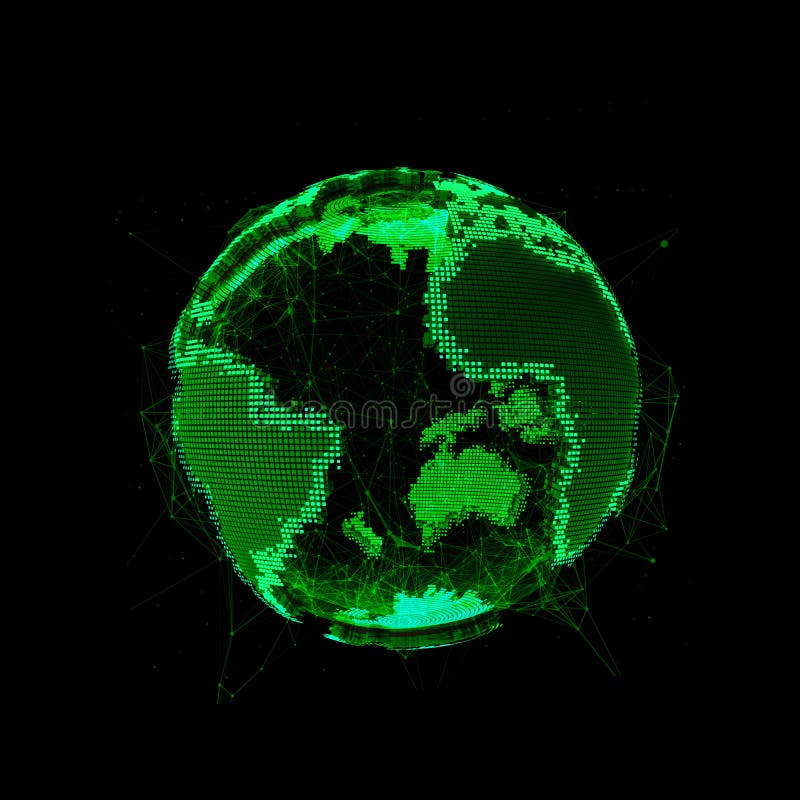 Tech Planet Earth 3d Rendering 3d Illustration Stock Illustration ...