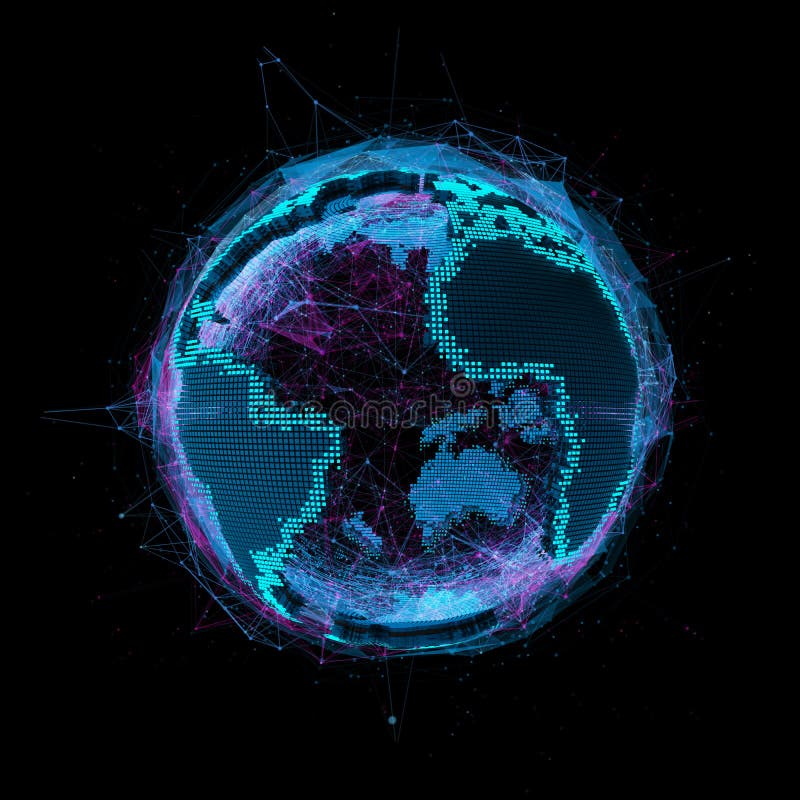 Tech Planet Earth 3d Rendering 3d Illustration Stock Illustration ...