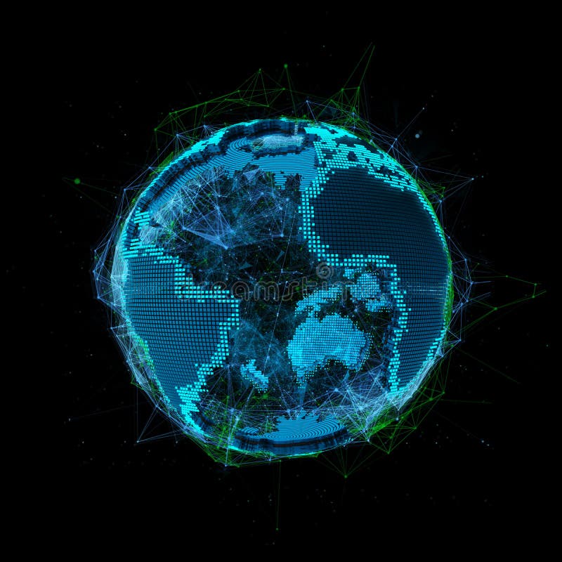 Tech Planet Earth 3d Rendering 3d Illustration Stock Illustration ...