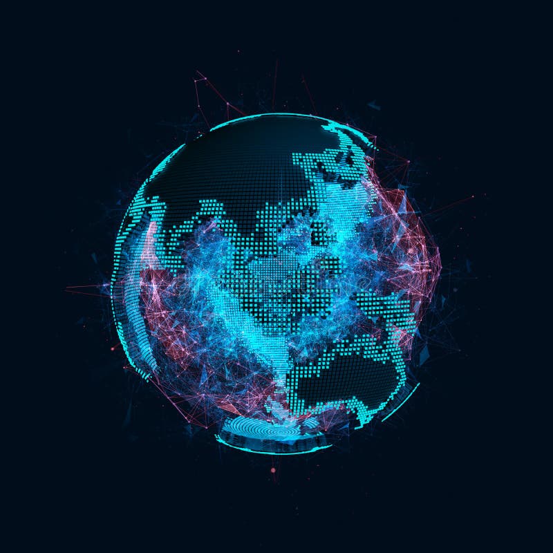 Tech Planet Earth 3d Rendering 3d Illustration Stock Illustration ...