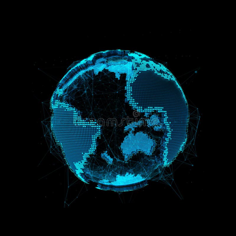 Tech planet Earth stock illustration. Illustration of continents ...
