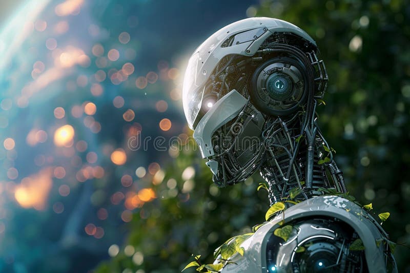Tech Powered Robot in Eco Harmony, Symbolizing Earth Friendly AI ...