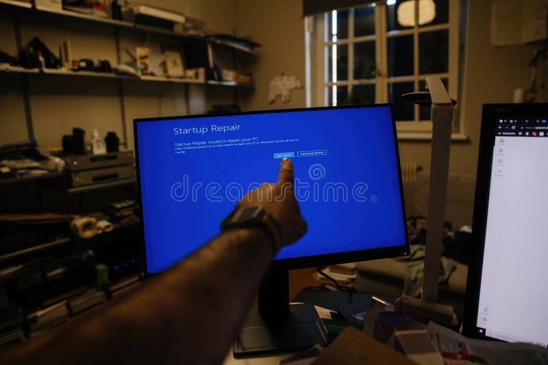 Tech Pro Analyzing Computer System on Multiple Displays Editorial Image ...