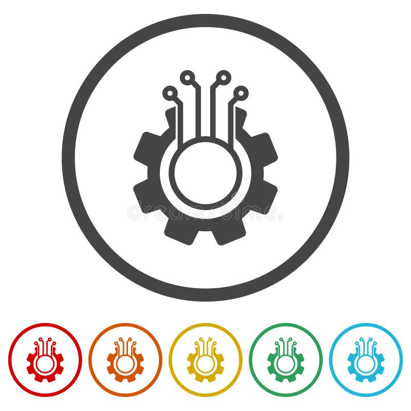 Tech Process Icon in Flat Style Isolated on White Background, Color Set ...