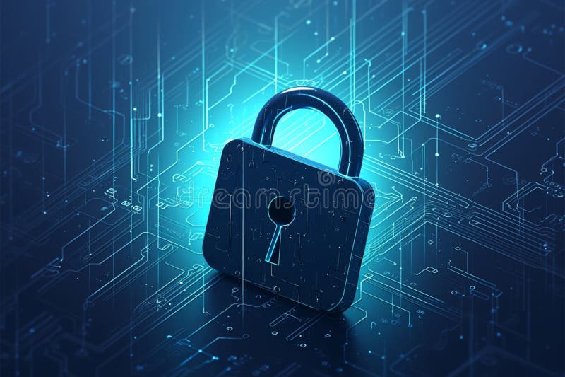 Tech Protection Padlock on Circuit Board, Illustrating Cyber Security ...