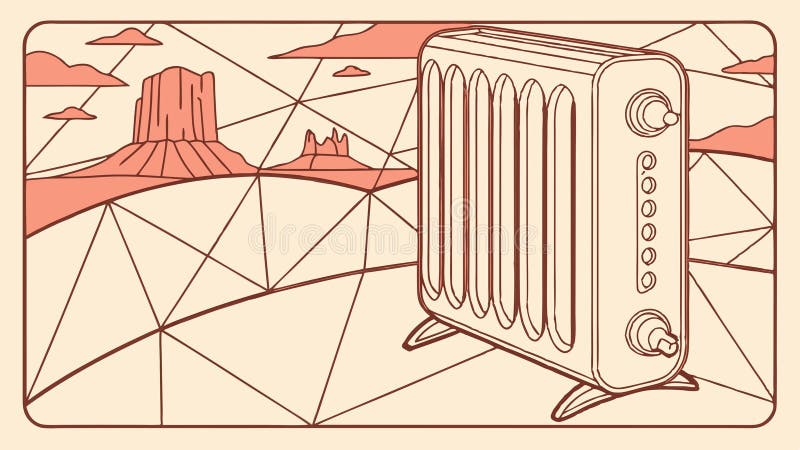 Tech Radiator Heating Unit in a Modern, Geometric Landscape, Vector ...