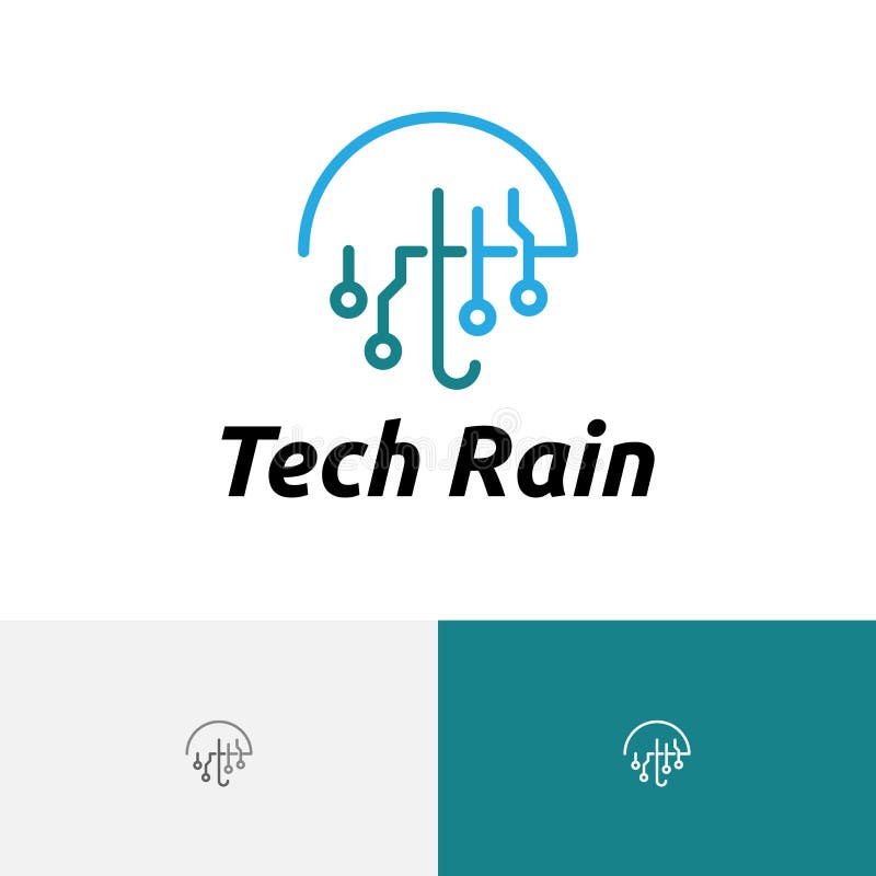 Tech Rain Umbrella Technology Circuit Line Logo Stock Vector ...