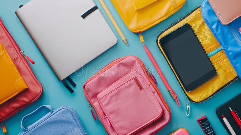 Tech-Ready Zip Folders for Digital Students Stock Illustration ...