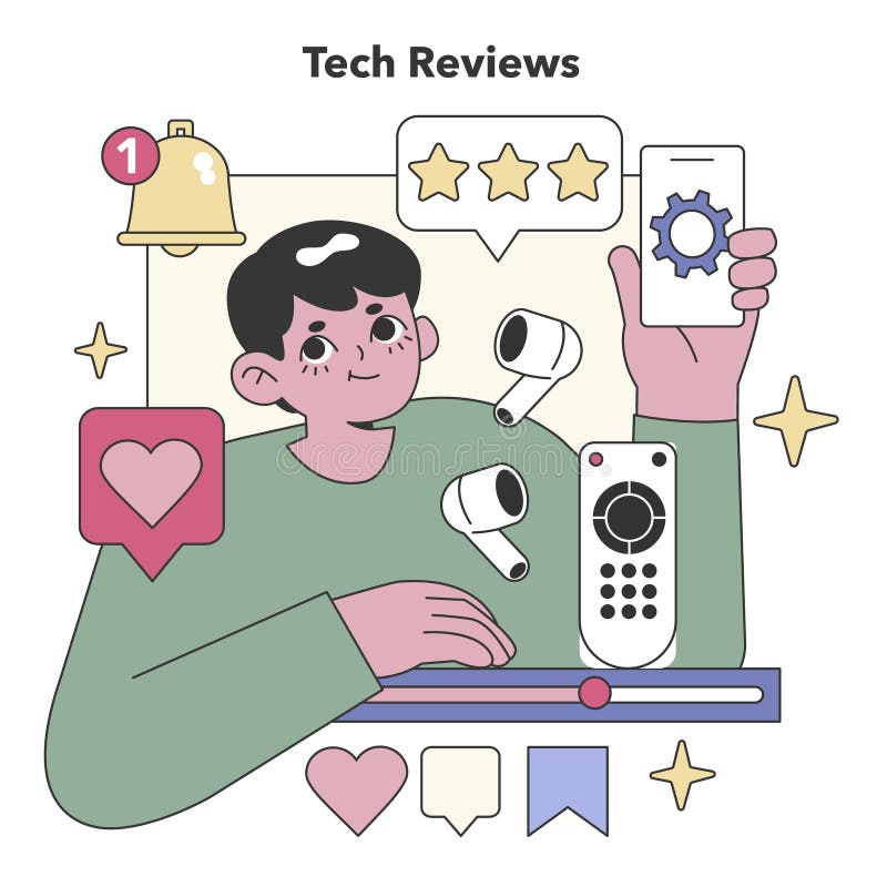 Tech Reviews Theme. Flat Vector Illustration Stock Vector ...