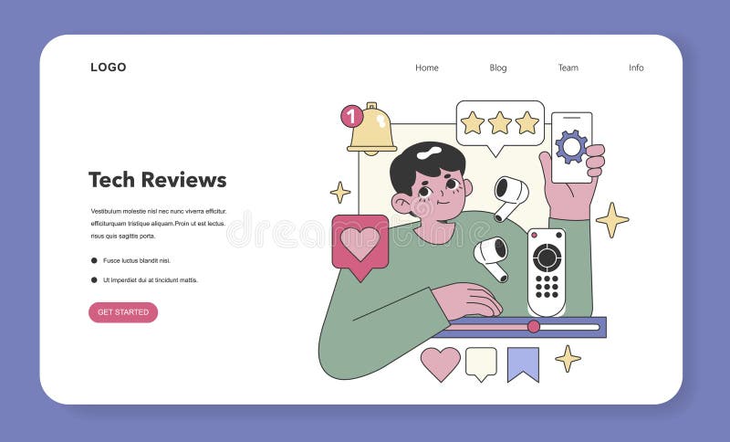 Tech Reviews Theme. Flat Vector Stock Vector - Illustration of ...