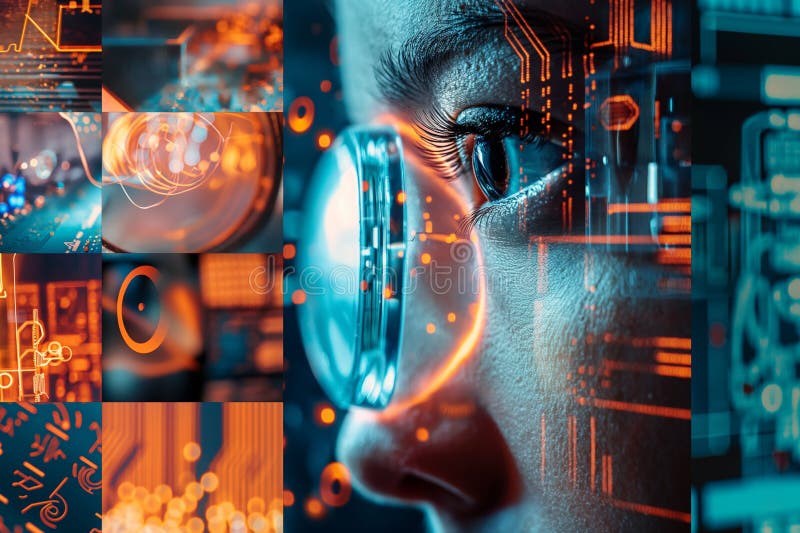 Tech Revolution Collage: Futuristic Gadgets, Circuit Patterns, and ...