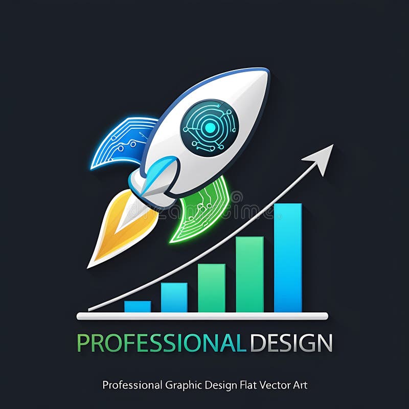 Tech Rocket Launches Growth Chart Showing Business Success Stock ...