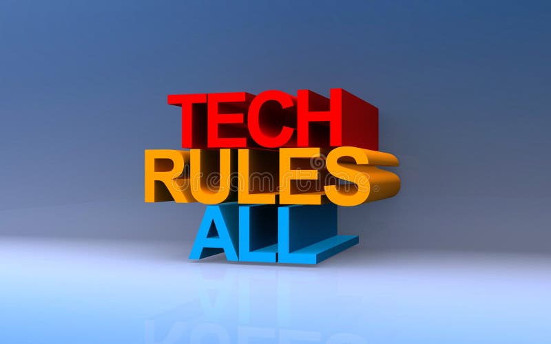 Tech rules all on blue stock illustration. Illustration of automation ...