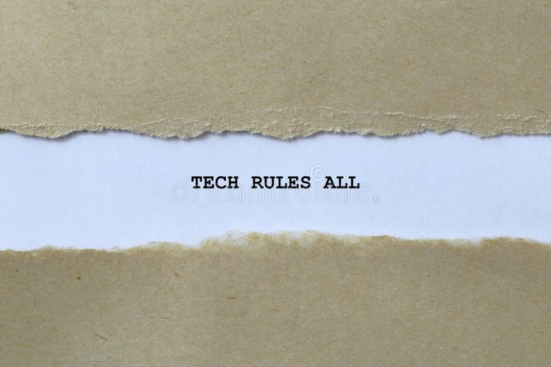 Tech Rules All on White Paper Stock Illustration - Illustration of ...