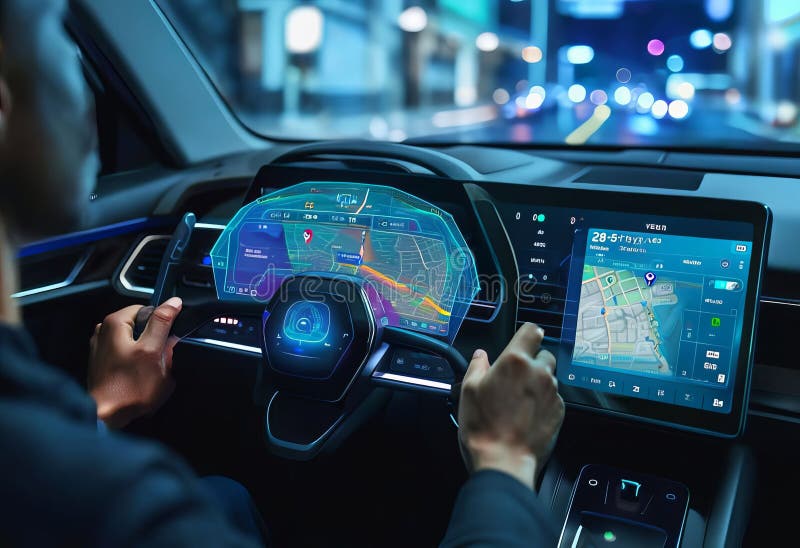 Tech Savvy a Driver with a Holographic New Beautiful Stock Photo ...