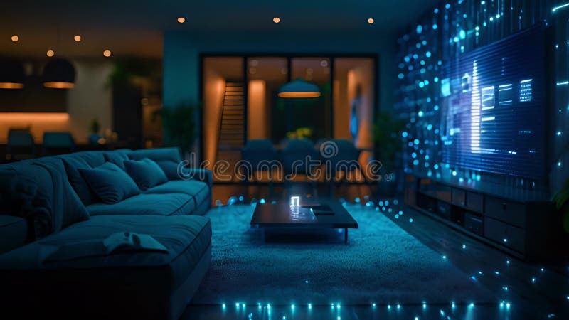 Tech-savvy Home: Dark-themed Interior Displaying Convenience of Smart ...