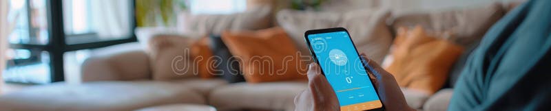 Tech Savvy Individual Using App To Track Energy Savings in Smart Home ...