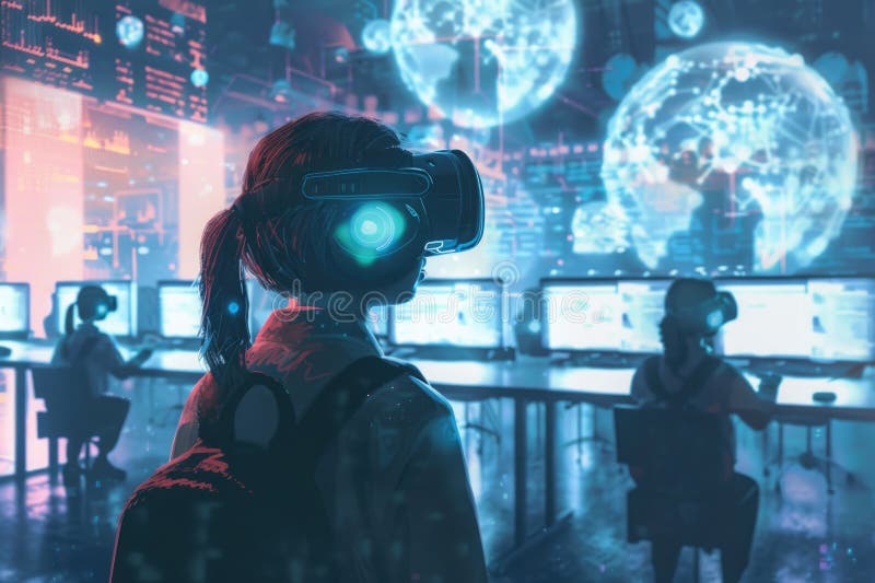 A Tech-savvy Individual Wears a Virtual Reality Headset while Standing ...