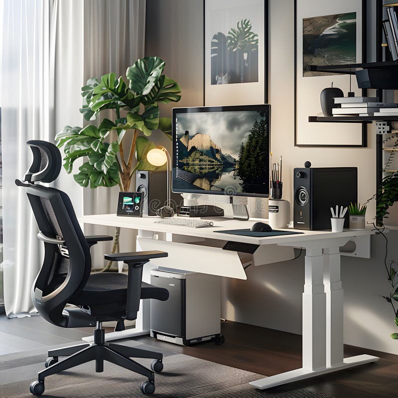 Tech-Savvy Office Setup stock illustration. Illustration of office ...