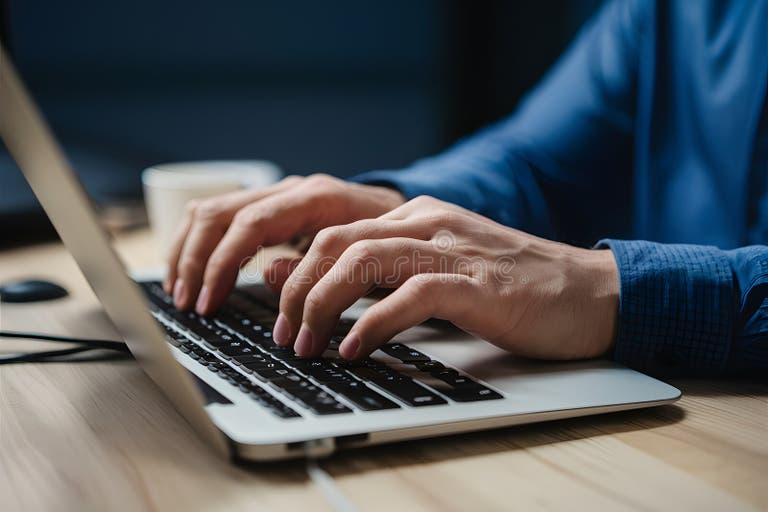 Tech Savvy Typing Mans Hands Proficiently Operate PC Keyboard Stock ...