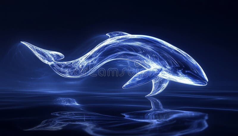 Tech-Savvy Whale with Dynamic Lines on Deep Blue Background Stock ...