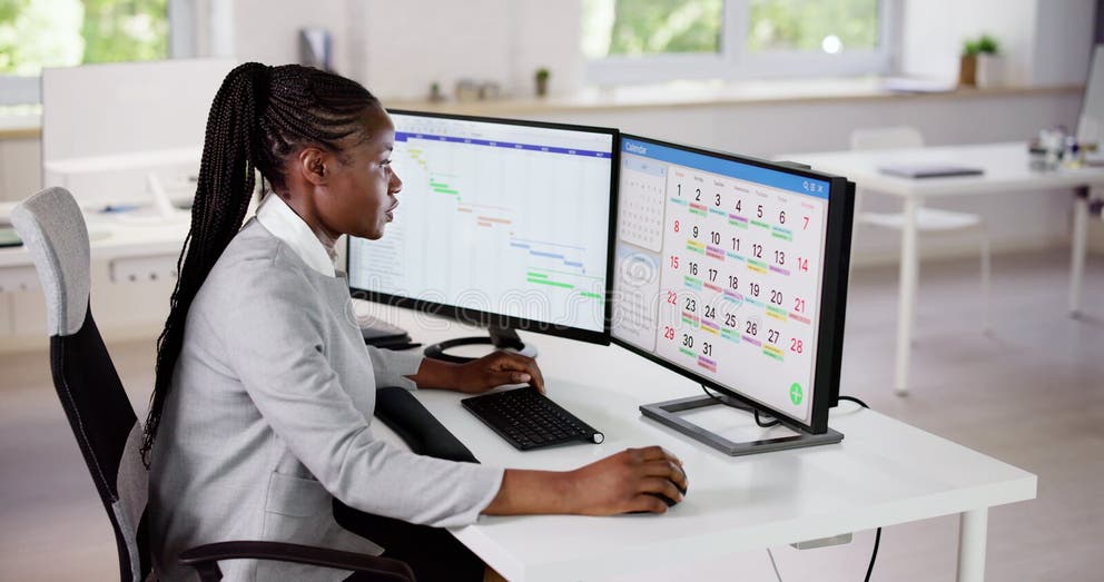 Tech Schedule List on Computer Screen Stock Photo - Image of calendar ...