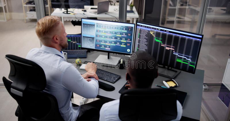 Tech Schedule List on Computer Screen Stock Image - Image of list ...