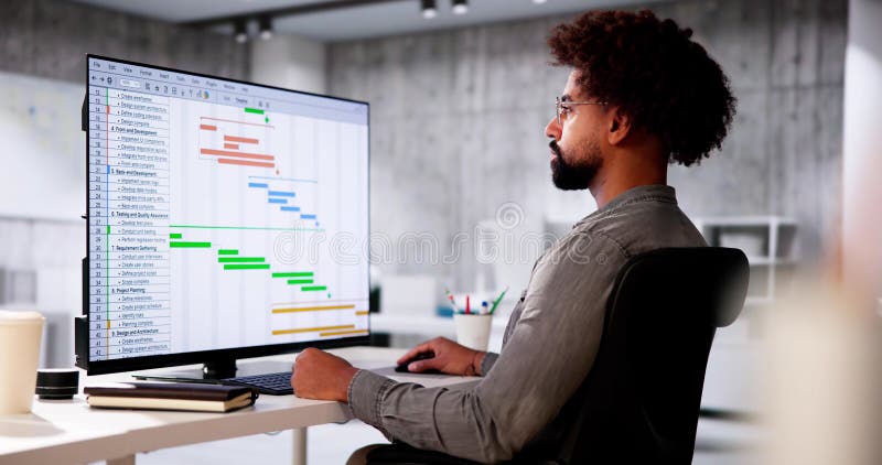 Tech Schedule List on Computer Screen Stock Image - Image of remote ...
