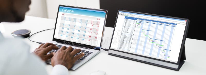 Tech Schedule List on Laptop Computer Screen Stock Photo - Image of ...