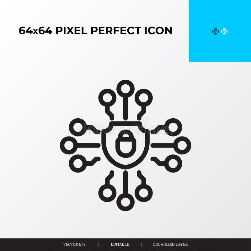 Tech Security Shield and Padlock Icon Pixel Perfect Stock Vector ...