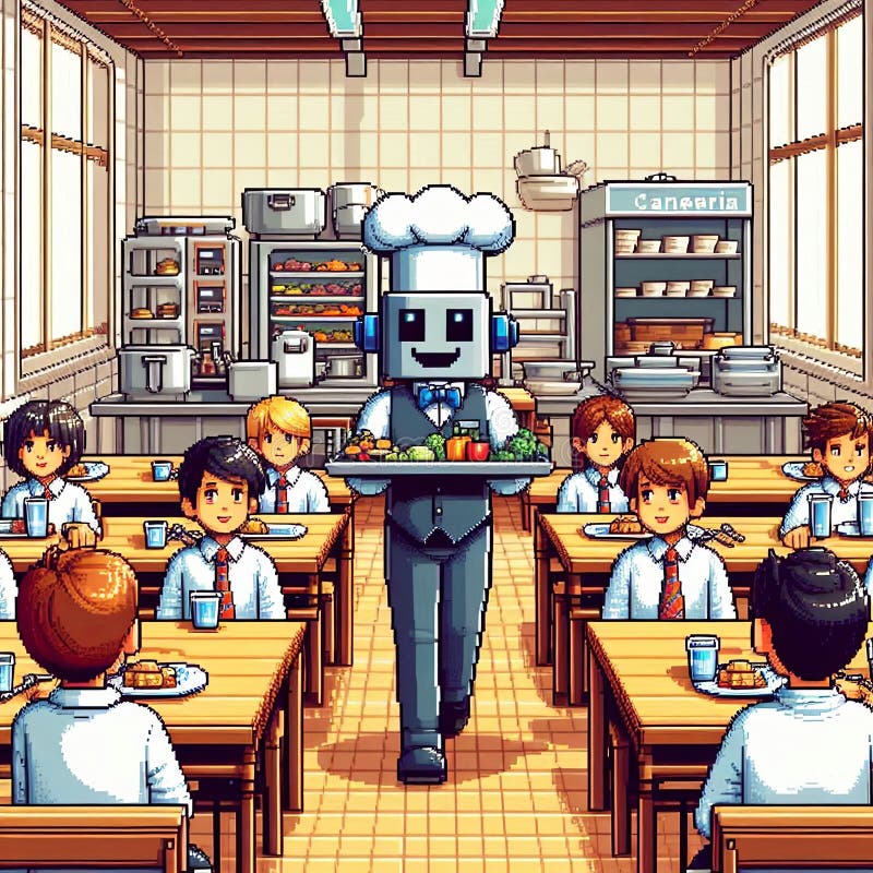 Tech-Served School Lunch stock illustration. Illustration of style ...