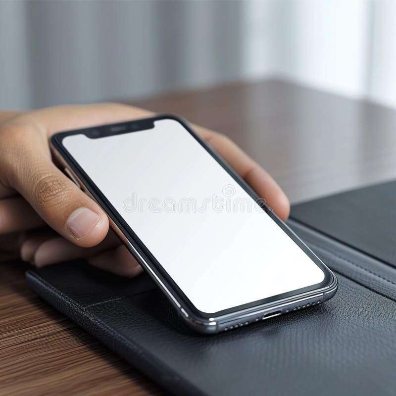 Tech Setup Close Up of a Mobile Phone with a Blank Screen Stock ...