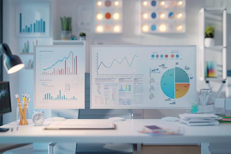 A Tech Setup with Dual Monitors and a Laptop on the Desk Stock Photo ...