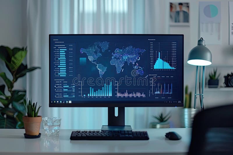 A Tech Setup with Dual Monitors and a Laptop on the Desk Stock Photo ...