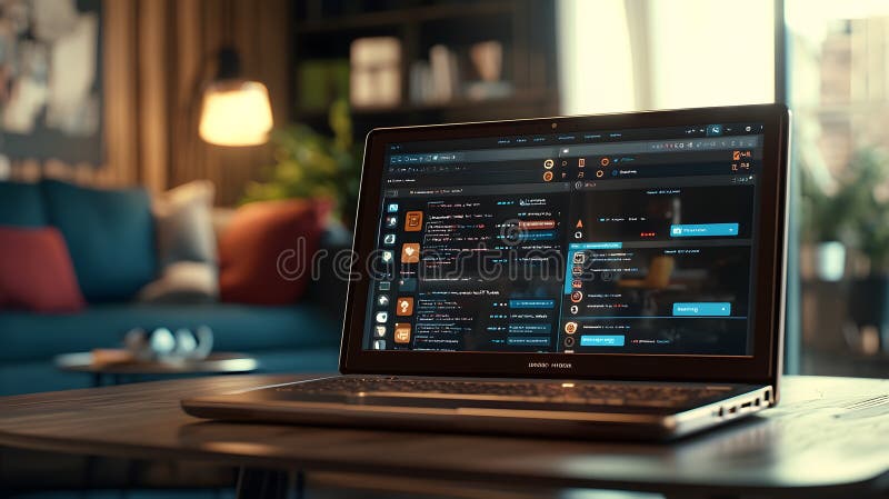 Tech Setup Modern Living Room Digital Workstation Cozy Environment ...