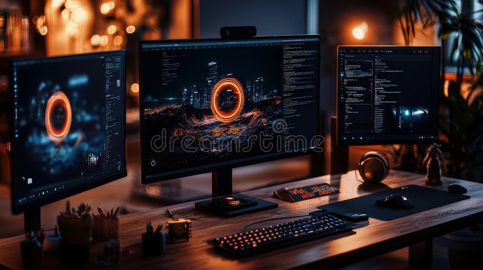 Tech Setup Showcase Gaming Workspace Home Office Digital Environment ...