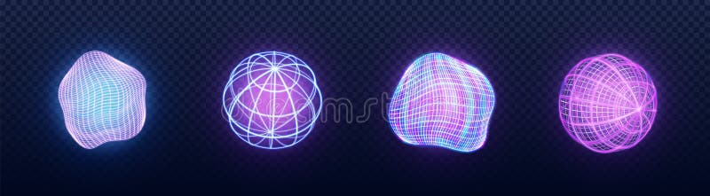 Tech Sphere 3d Wireframe Set Stock Illustration - Illustration of ...