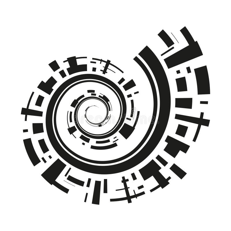 Tech Spiral Icon. Abstract Swirl Vector. Black Circular Layout ...