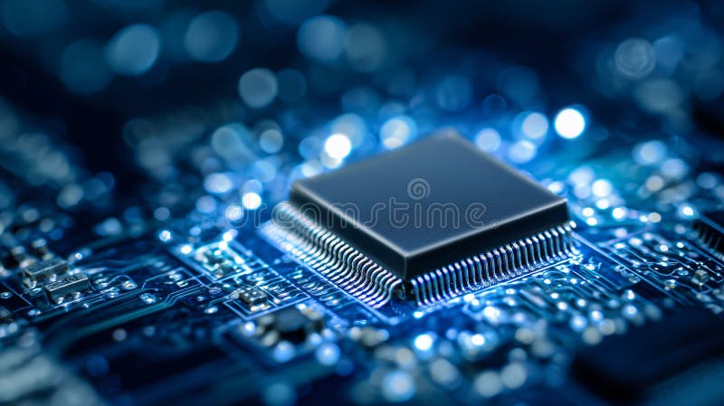 Tech Square Processor Glows on Circuit Layout Stock Image - Image of ...
