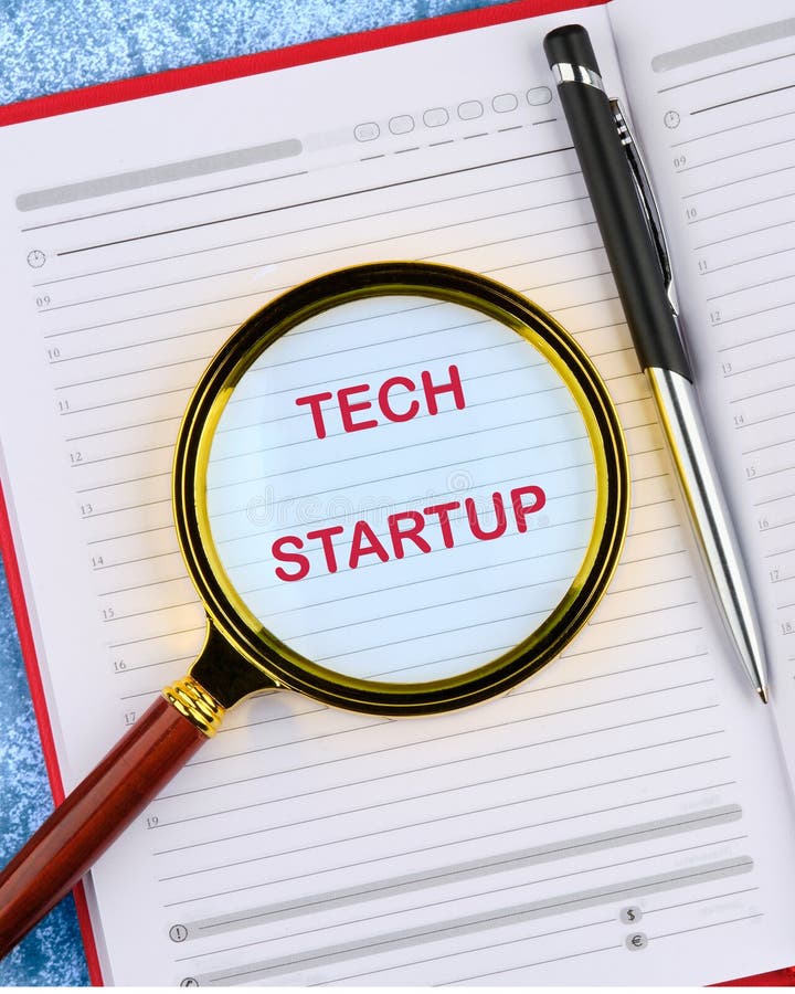 TECH STARTUP Concept Words in the Business Notebook. Copy Space Stock ...