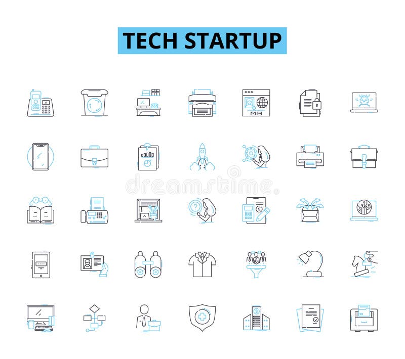 Tech Startup Linear Icons Set. Nnovation, Disruption, Automation ...