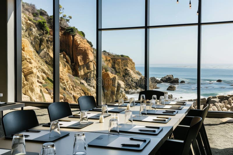 Tech Startup Meeting Room Facing Rocky Cliffside Stock Photo - Image of ...