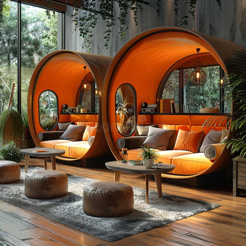 Tech Startup Office with Open Workspaces and Relaxation Pods3D Render ...