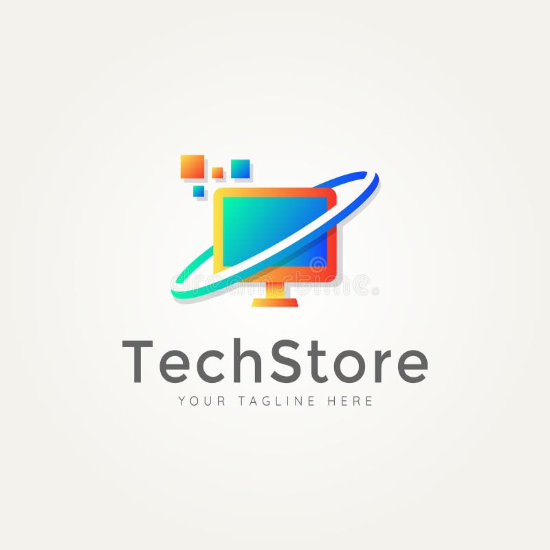 Tech Store Minimalist Flat Icon Logo Design Stock Vector - Illustration ...