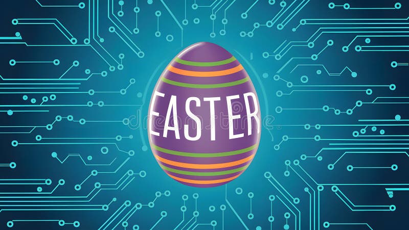 Tech Style Easter Egg Greeting Card Abstract 3D Design, Circuitry ...