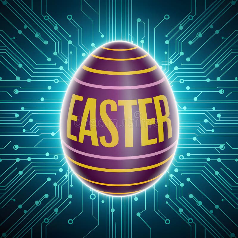 Tech Style Easter Egg Greeting Card Abstract 3D Design, Circuitry ...