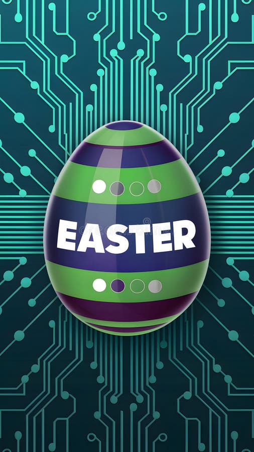Tech Style Easter Egg Greeting Card Abstract 3D Design, Circuitry ...