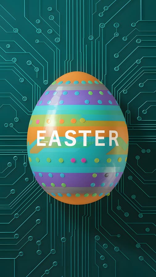 Tech Style Easter Egg Greeting Card Abstract 3D Design, Circuitry ...