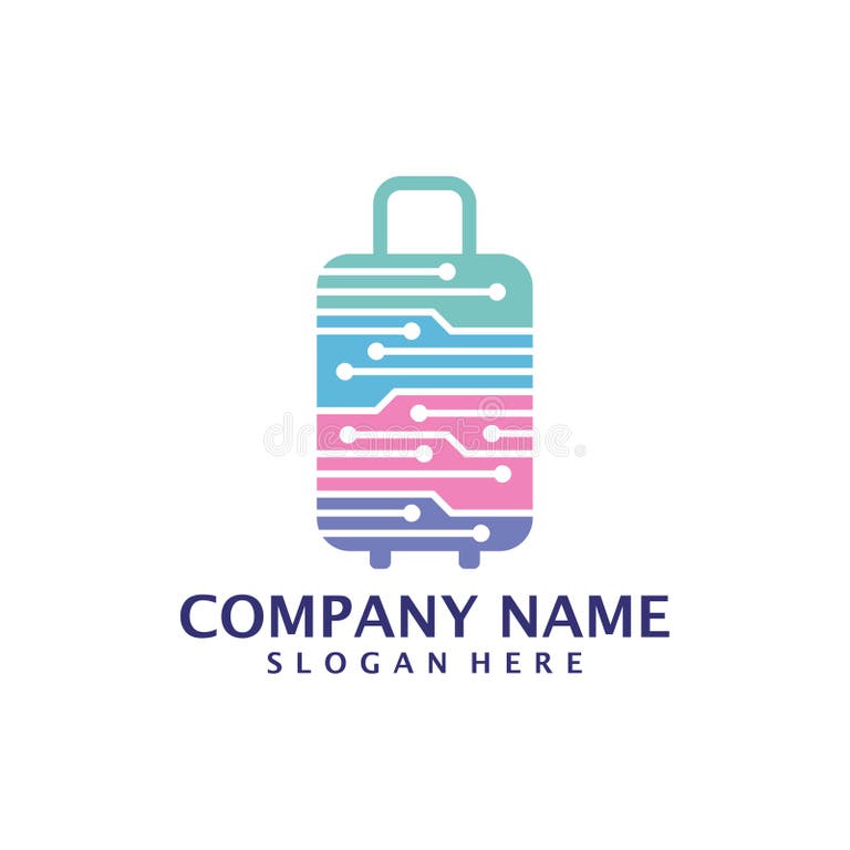 Tech Suitcase Logo Design Vector. Suitcase Logo Design Template Concept ...